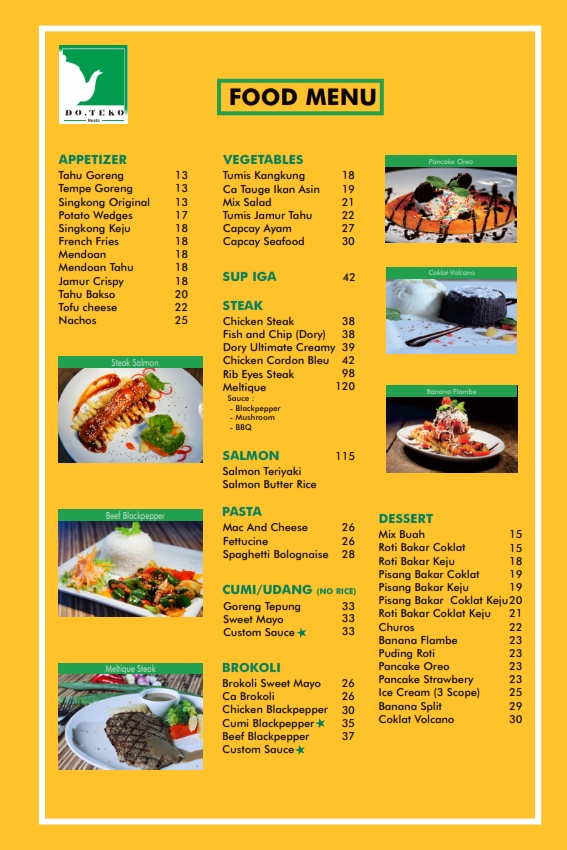 Inilah Daftar Menu dan Harga Resto DO.TEKO Taman Siswa Banaran UNNES ...